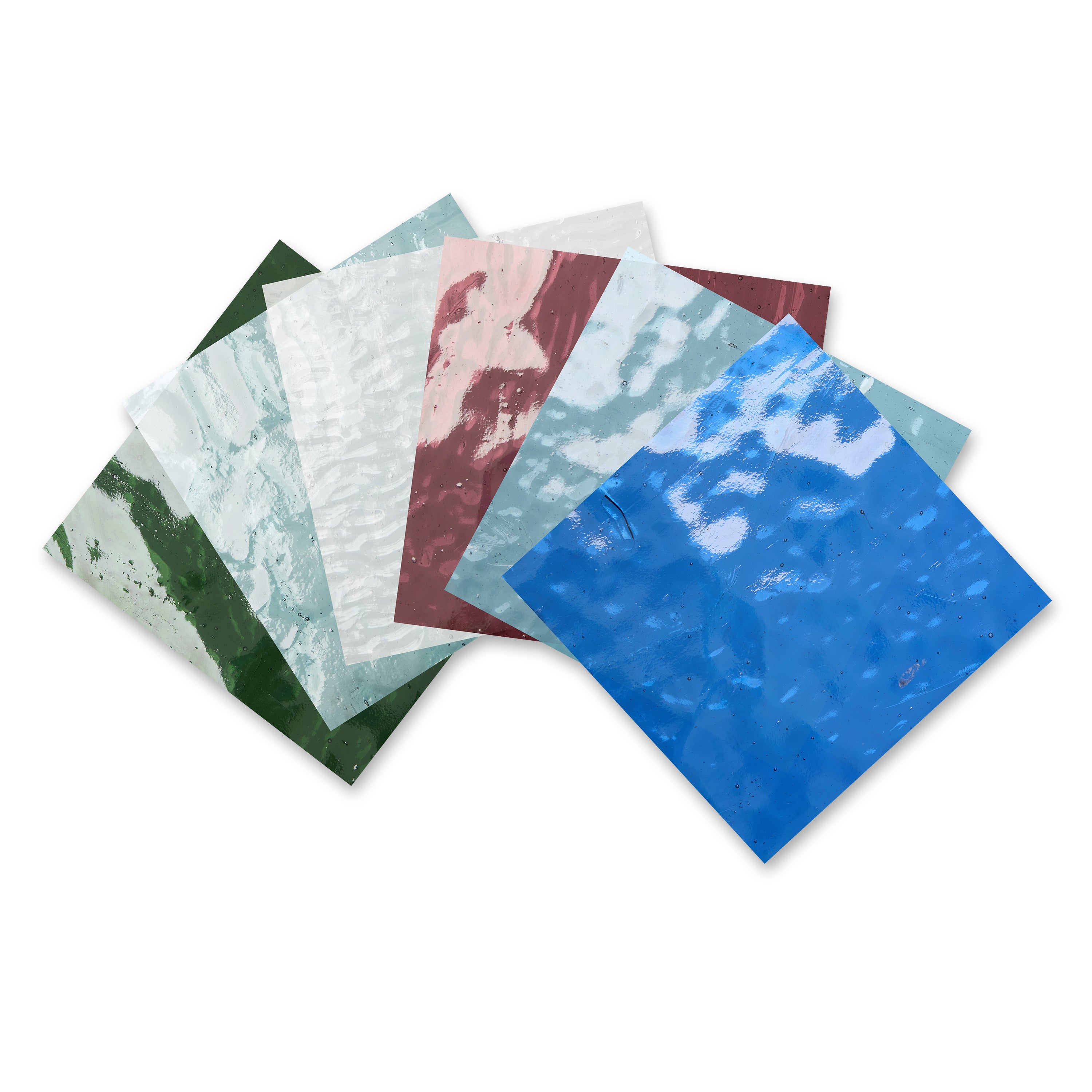 Assorted Set of Six - 12" x 12" Assorted Color and Texture Glass ...